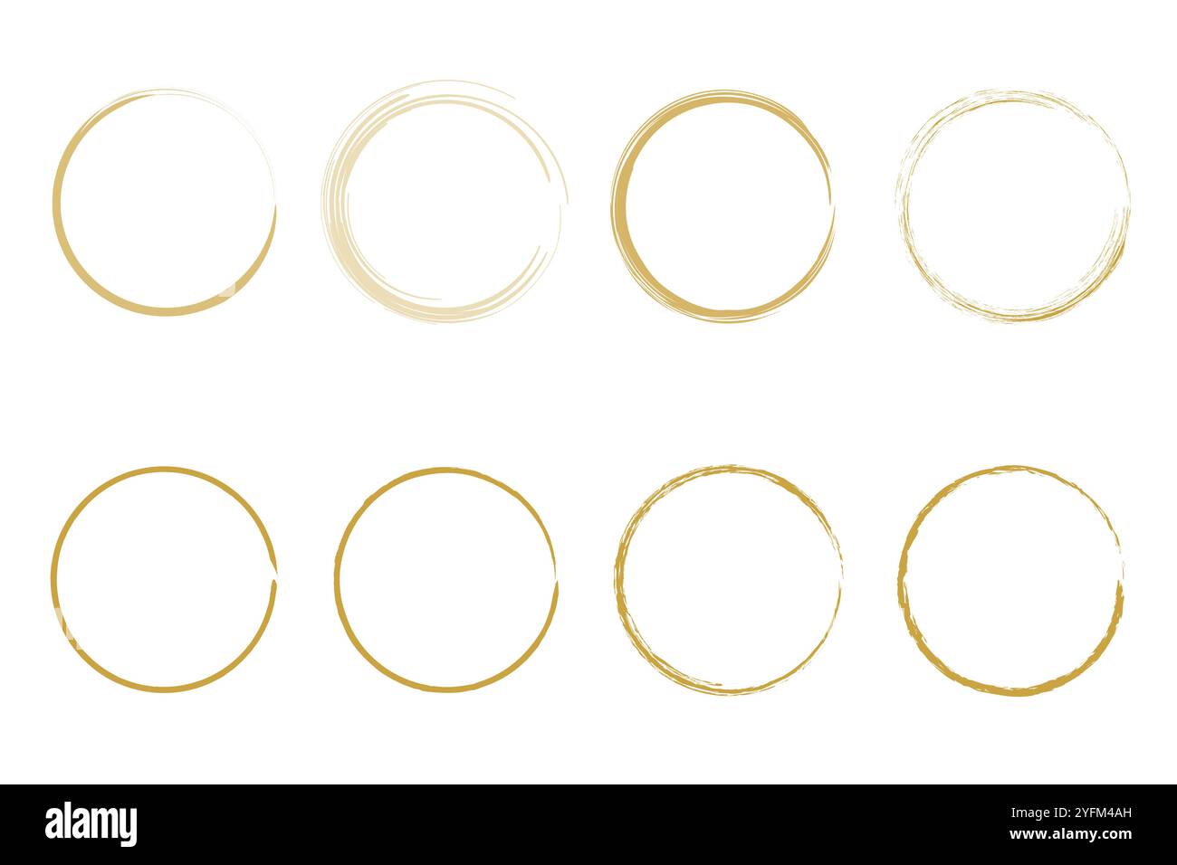 Hand drawn gold round frame, hand drawn doodle golden circle vector ...