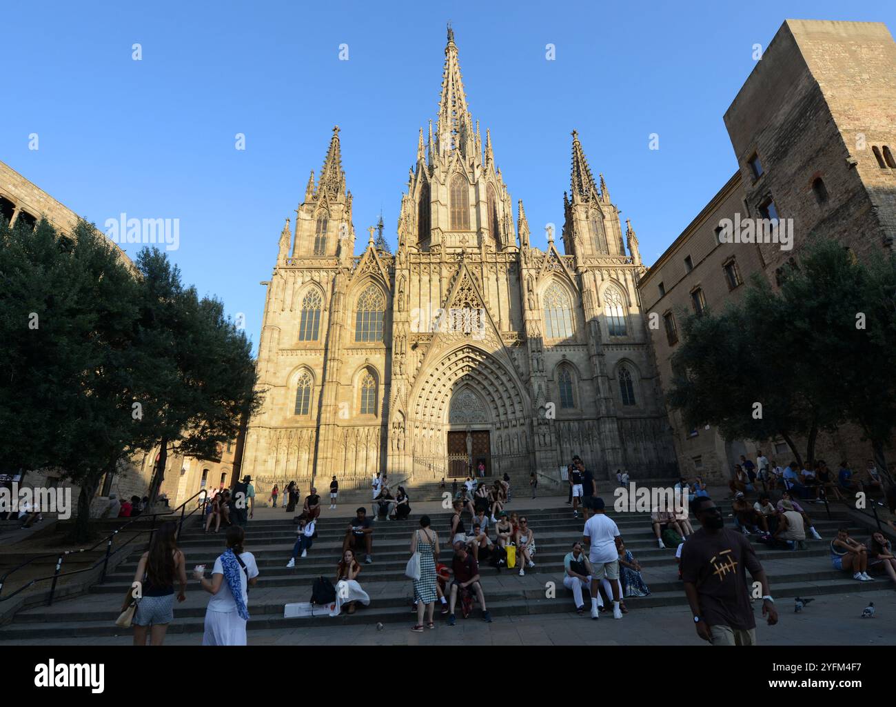 The Barcelona Cathedral in the Gothic quarter in Barcelona, Spain Stock ...