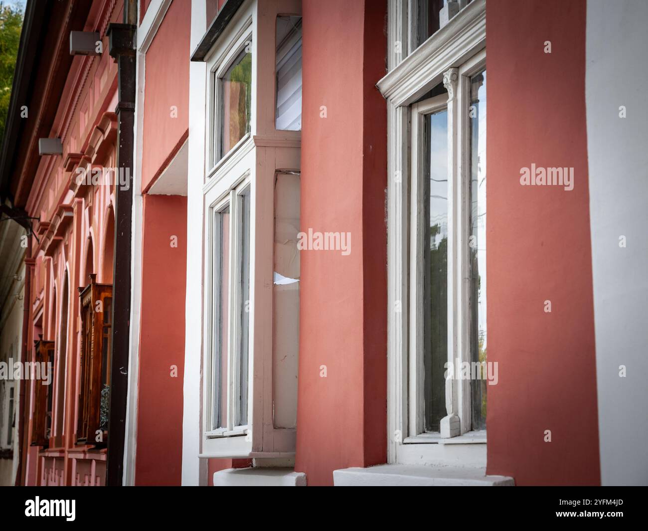 A detailed view of typical Central European windows featuring ...