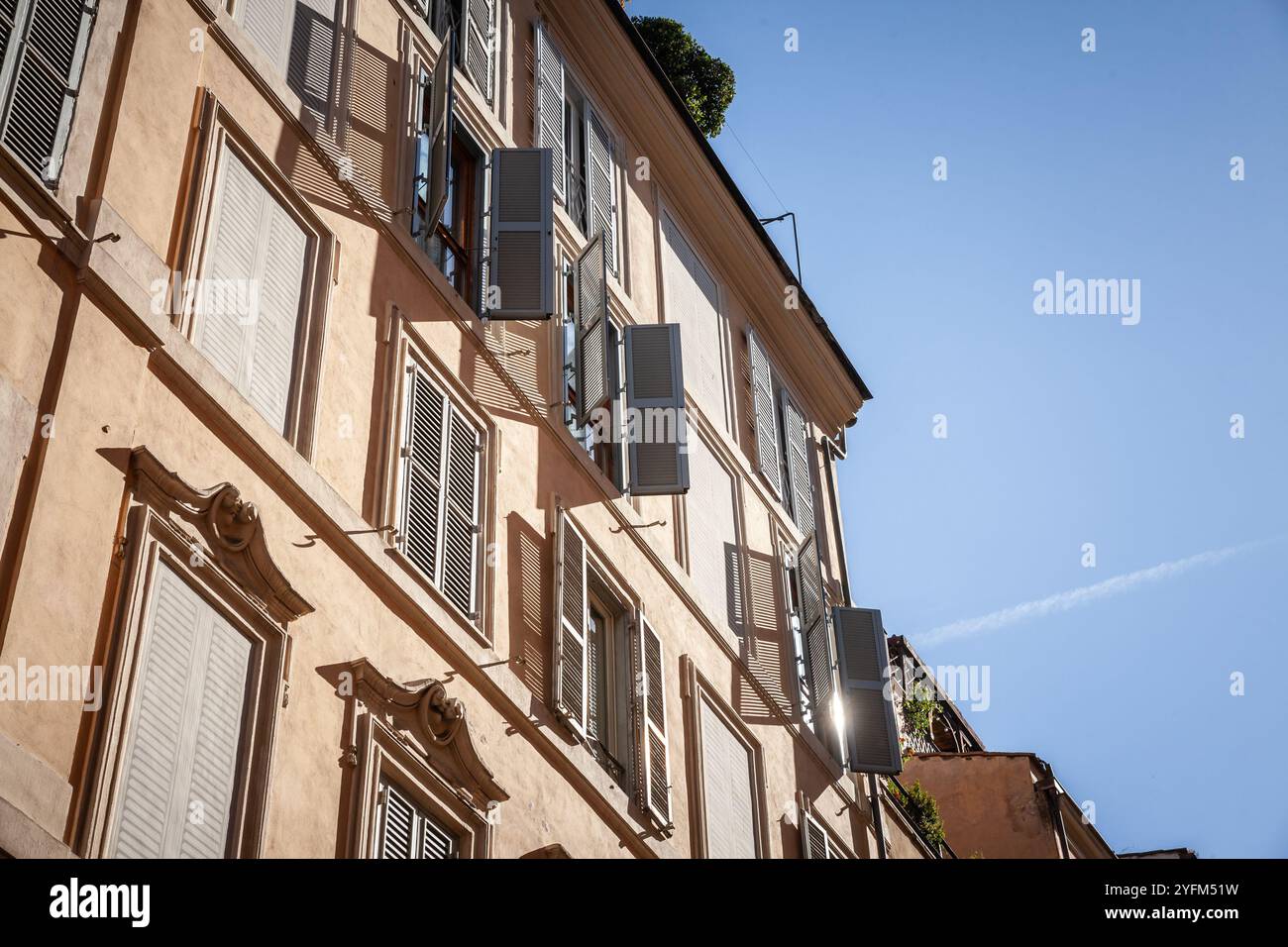 typical Italian Mediterranean facade of a residential building in old ...