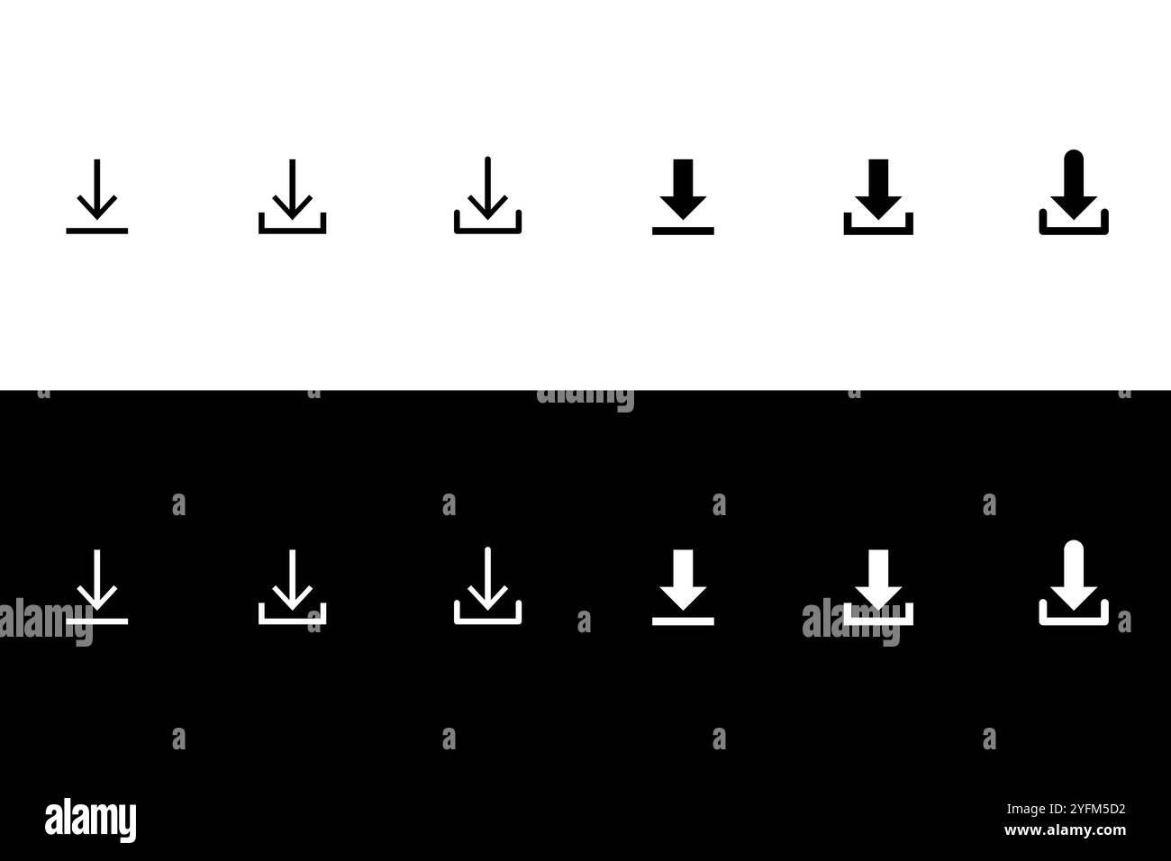 Download icon set in Black and White Stock Photos & Images - Alamy