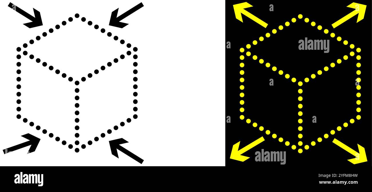 3D Cube with Directional Arrows, Black and Yellow Stock Vector Image ...
