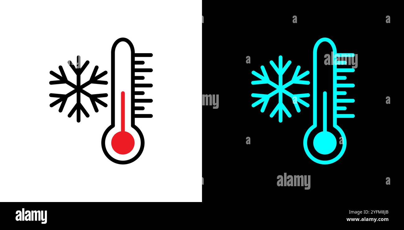 Simple graphic of low temperature with snowflake and thermometer Stock ...