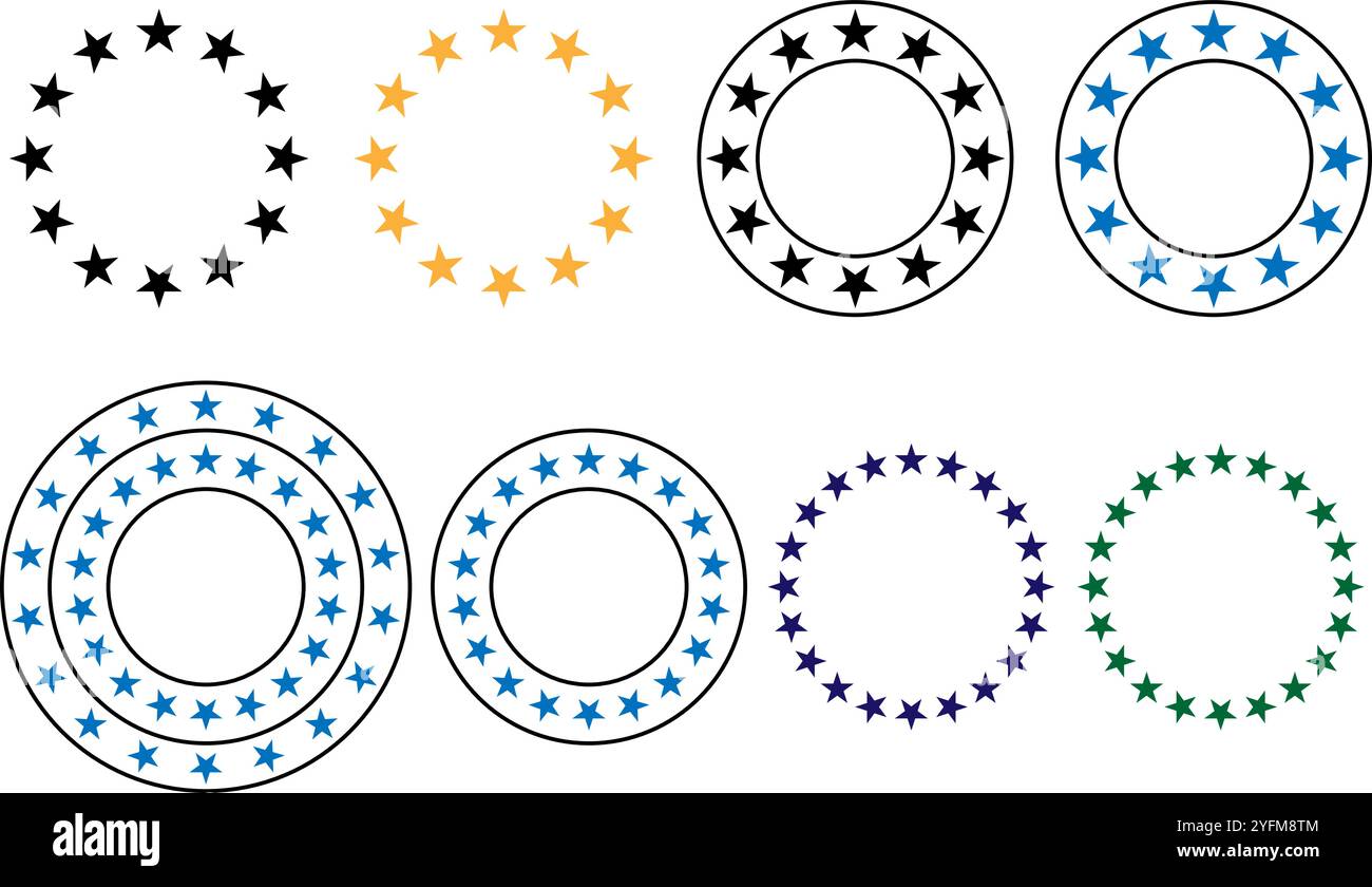 Stars in circle icons, stars in a round circular illustration. Star circles icon Stock Vector ...