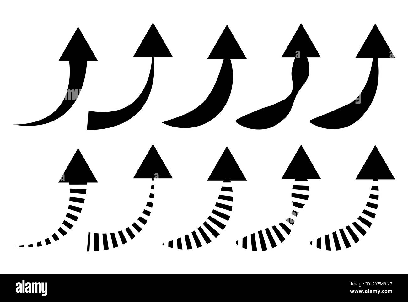 Arrows direction movement set Black and White Stock Photos & Images - Alamy