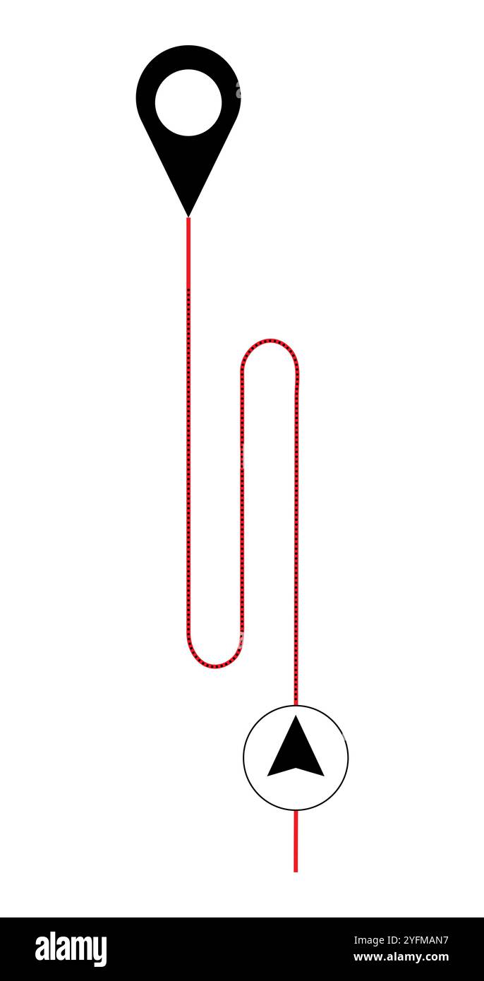 Simple Route Illustration with Starting and Destination Markers Stock ...