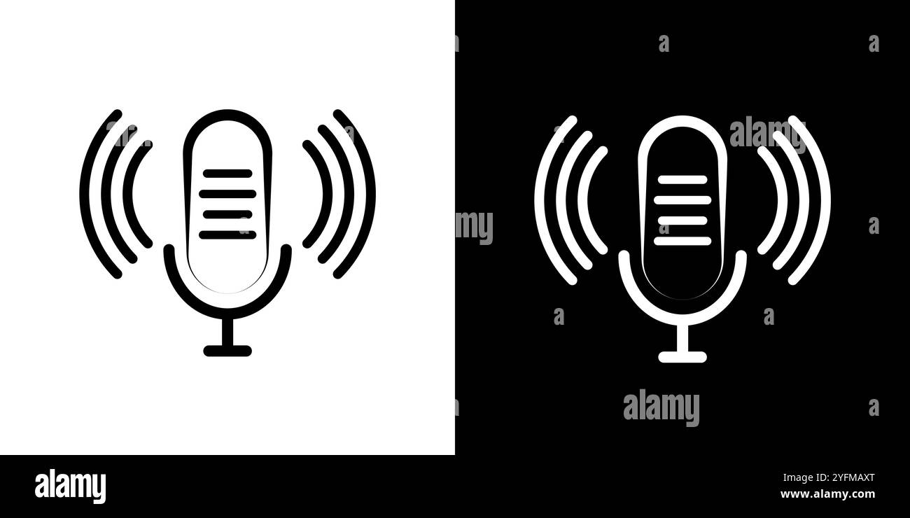 Podcast speaker icon flat Black and White Stock Photos & Images - Alamy
