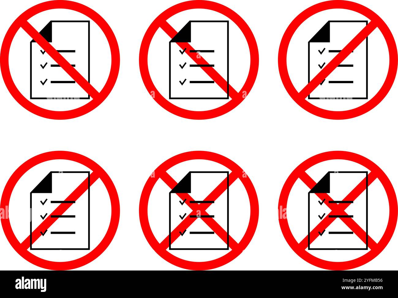 No Documents icon. Prohibited Documents Icon Set Stock Vector Image ...