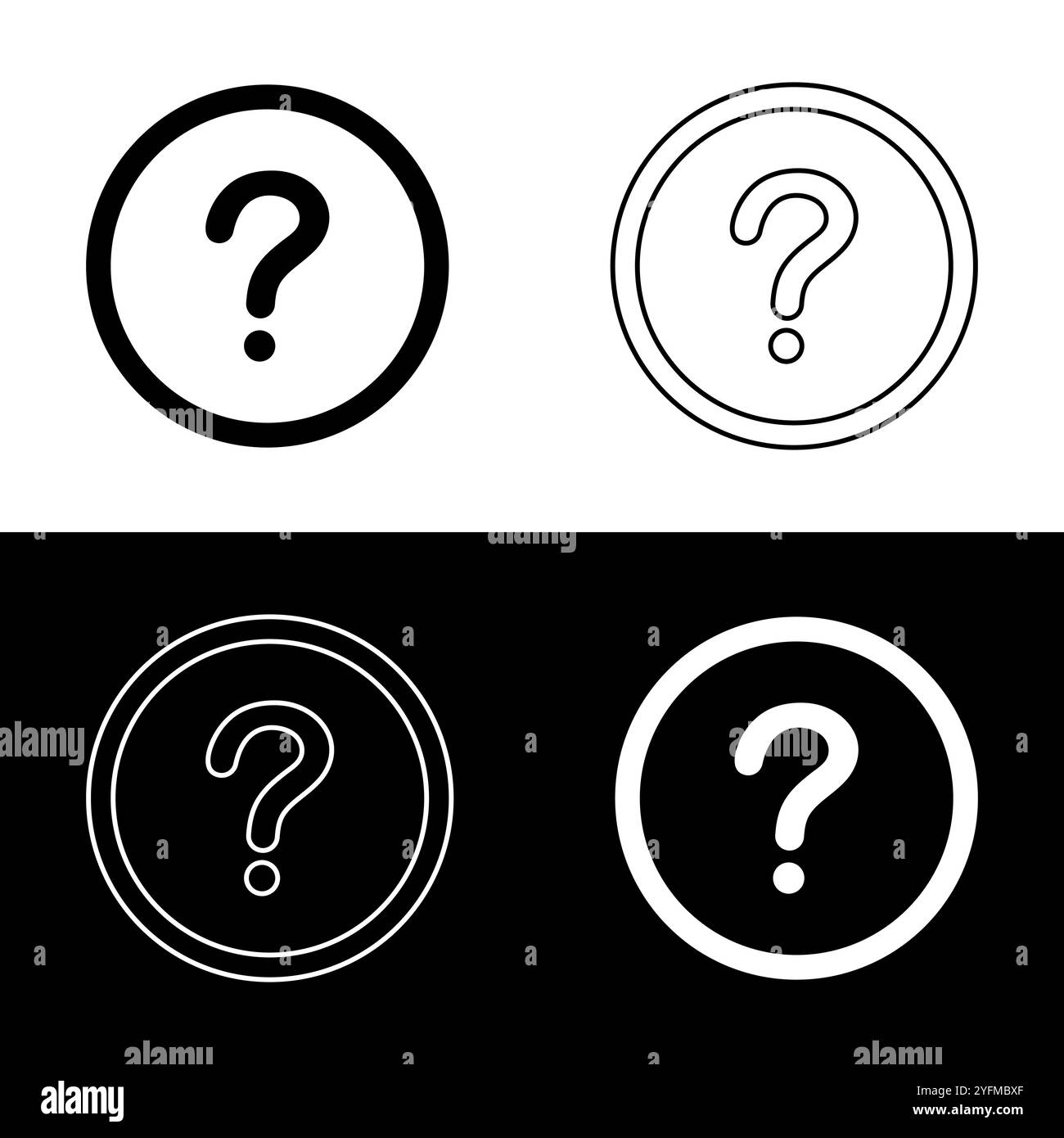 Four Question Mark Icons in Black and White Stock Vector Image & Art ...