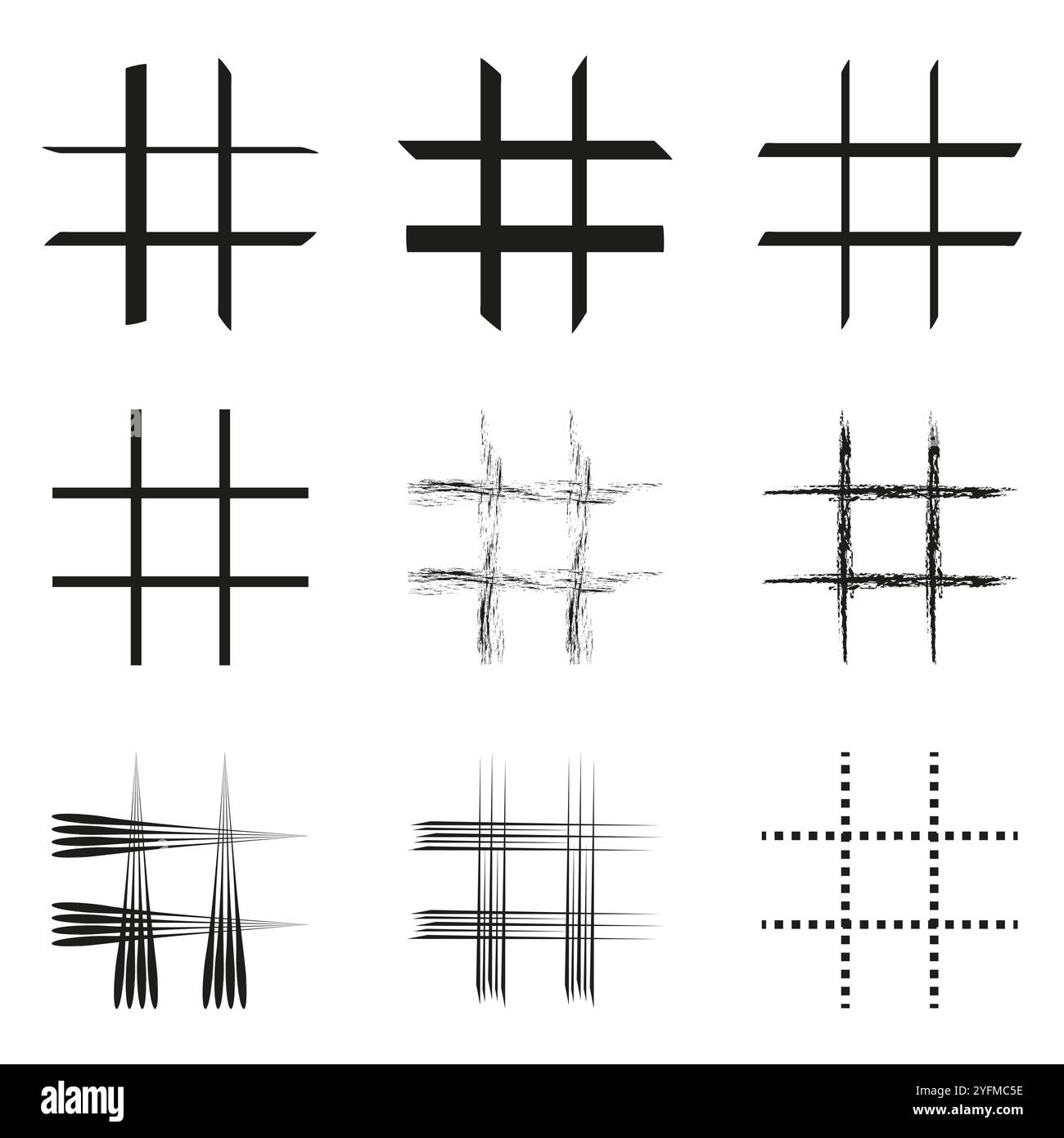 Grid pattern icons. Various styles of grids. Drawn textured elements ...