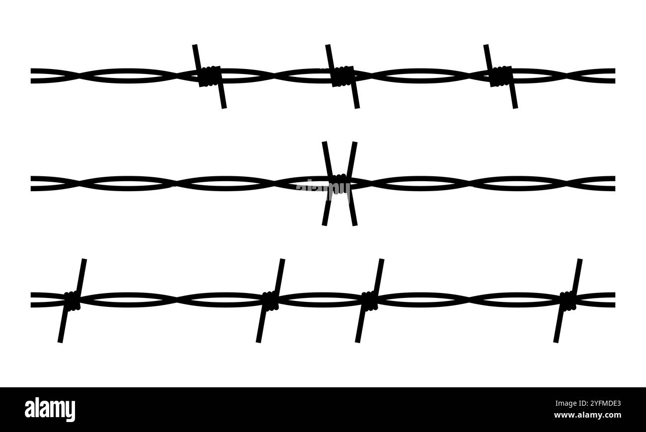 Barbed wire fence set Stock Vector Images - Alamy