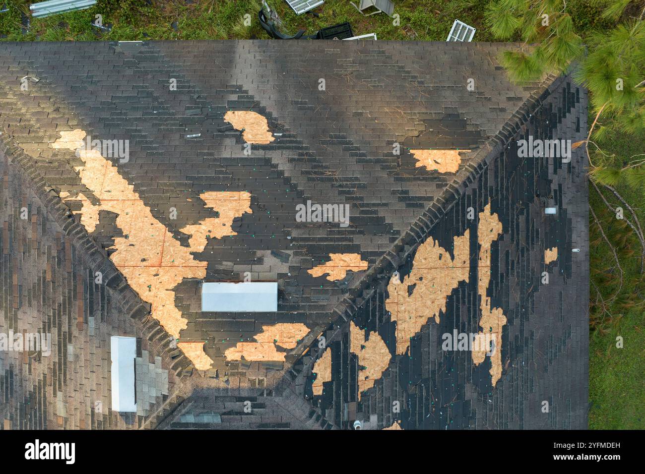 Natural disaster and its consequences. Hurricane Ian destroyed house ...