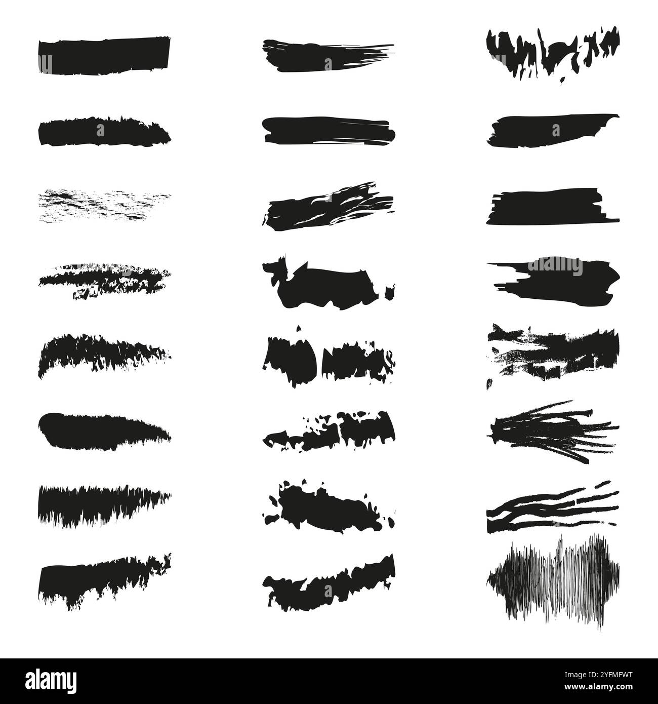 Brush stroke set. Grunge paint marks. Vector texture elements. Black ...