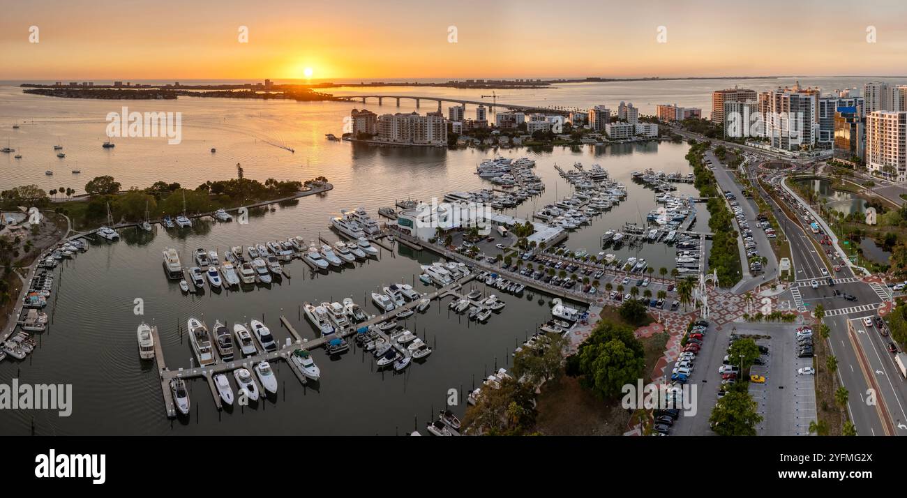 Sarasota, Florida at sunset. USA travel destination. Yachts docked in ...