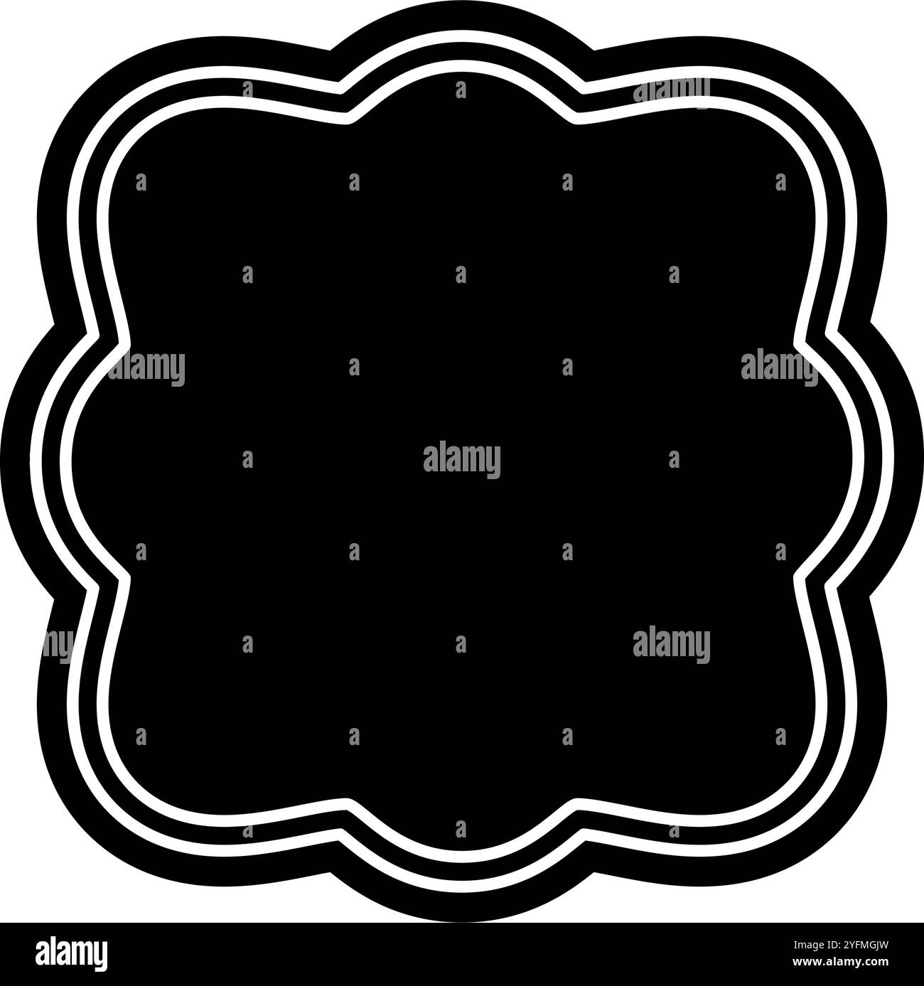 Square shape with wavy edges. Geometric form with scalloped borders ...