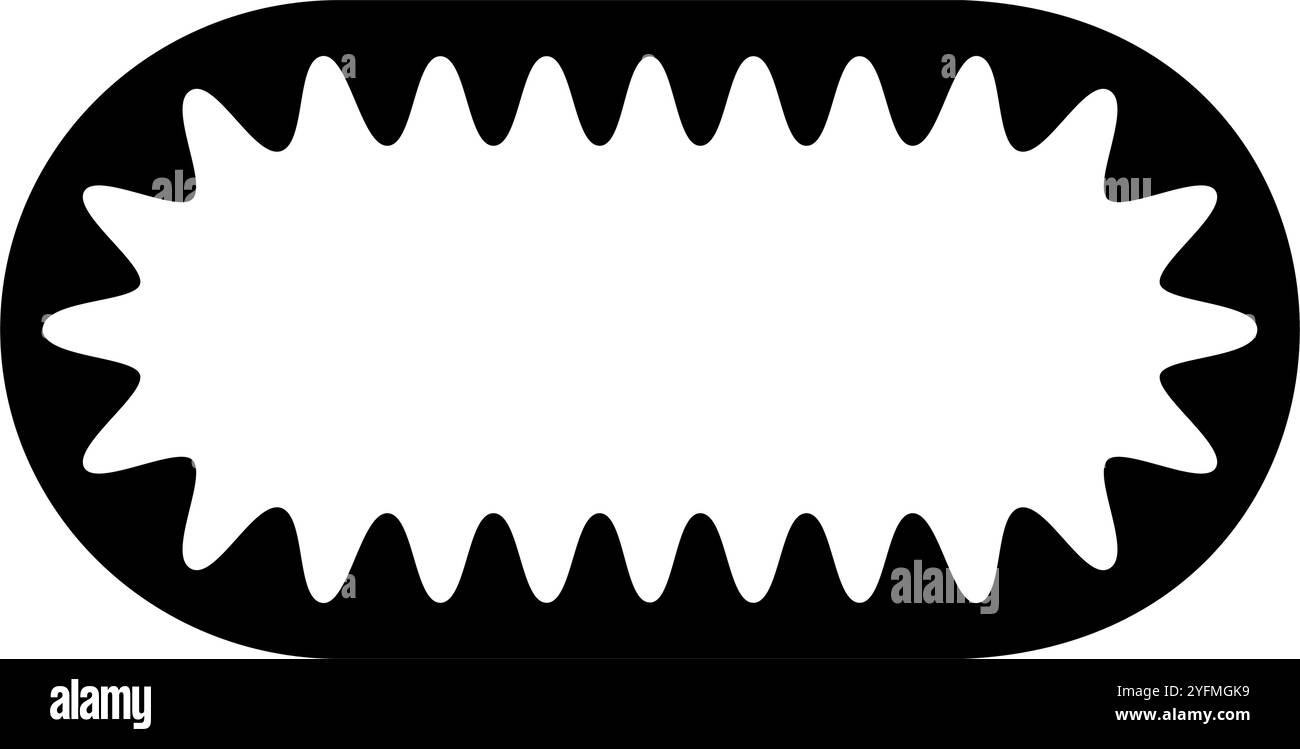 Oval Frame With Wavy Inner Edges Rectangular Shape With Undulated Inside Borders Empty Text