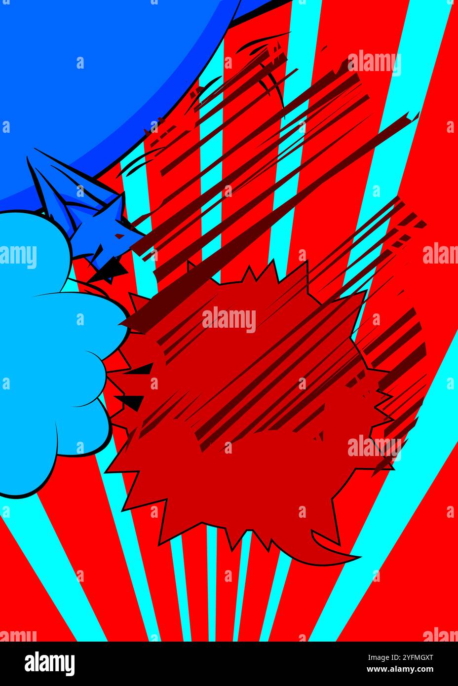 Cartoon blue and red background, comic book backdrop. Retro vector ...