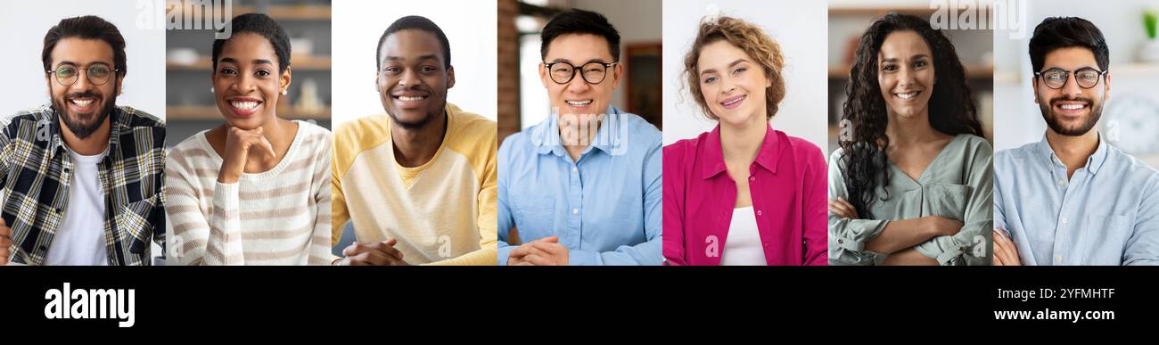 A diverse group of young professionals smiles in an office Stock Photo ...