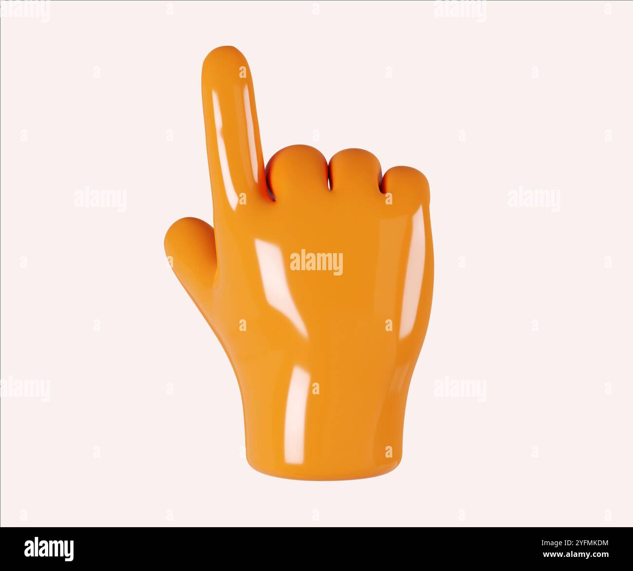 Iconic Orange Pointer Hand Gesture Symbol 3D Render Stock Photo - Alamy