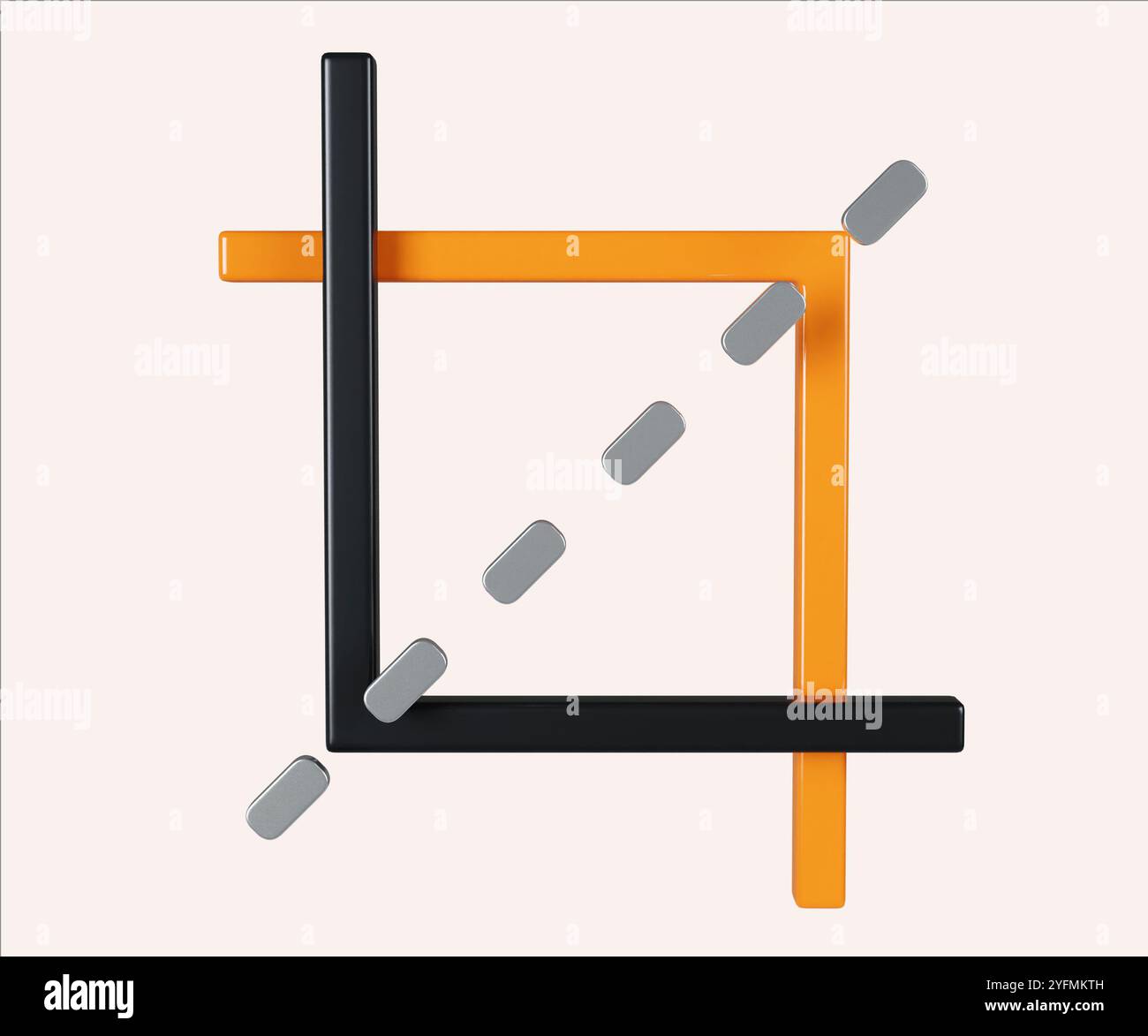 Abstract Geometric Intersection of Orange and Black Lines 3D Render ...