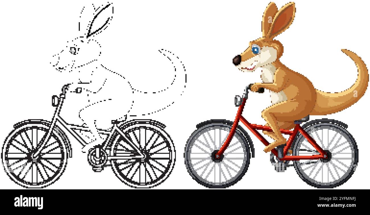 A cheerful kangaroo cycling on a red bike Stock Vector Image & Art - Alamy
