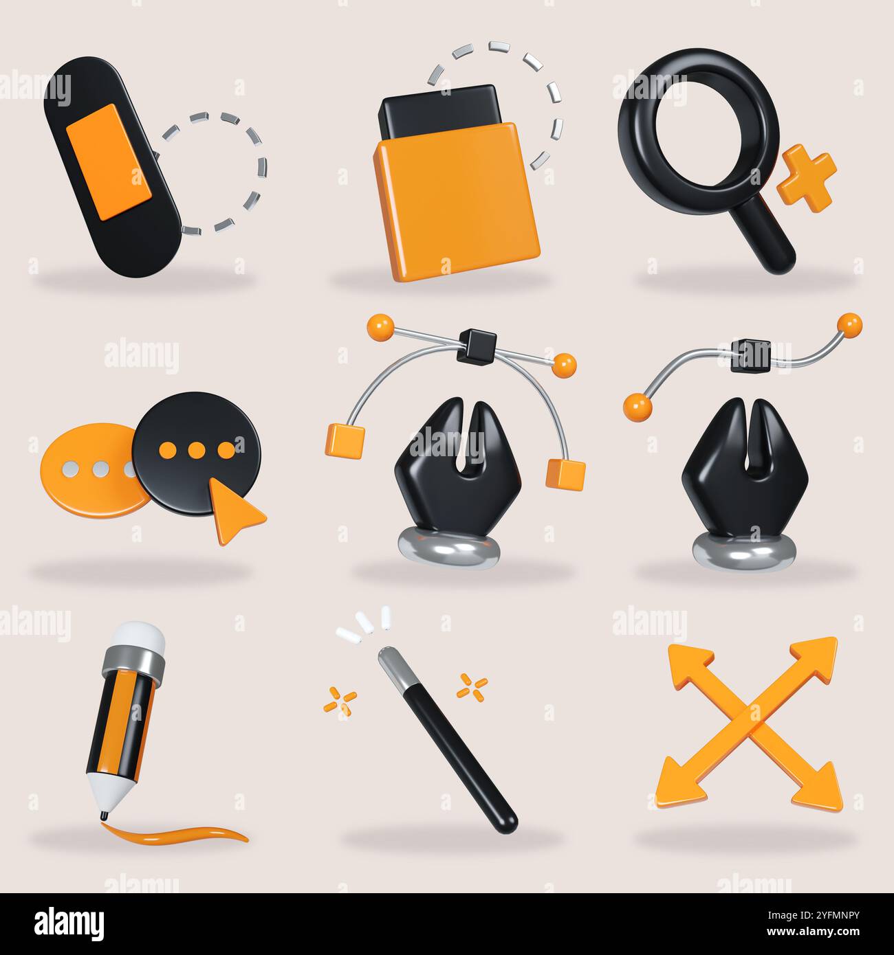 Vibrant Graphic Design Toolkit Icons for Creative Projects 3D Render ...