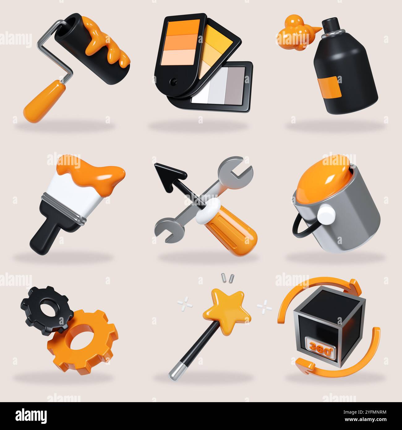 Vibrant Graphic Design Toolkit Icons for Creative Projects 3D Render ...