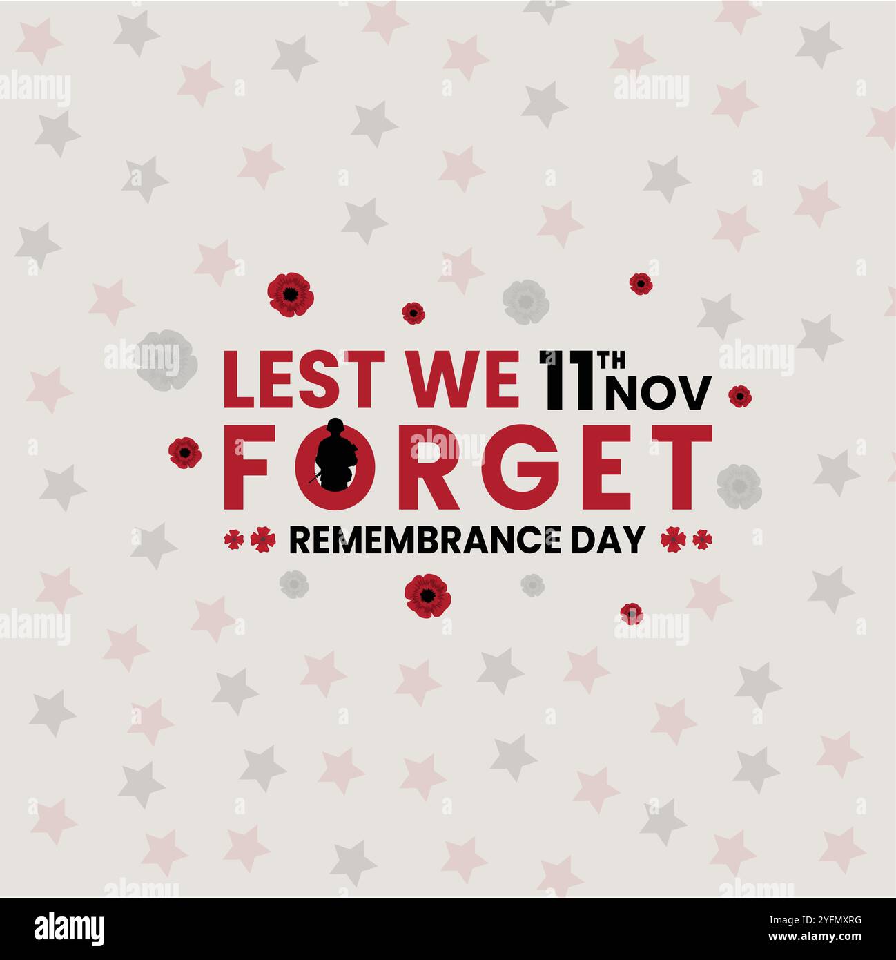 Remembrance day poster, Lest We forget 11 November greeting banner or ...