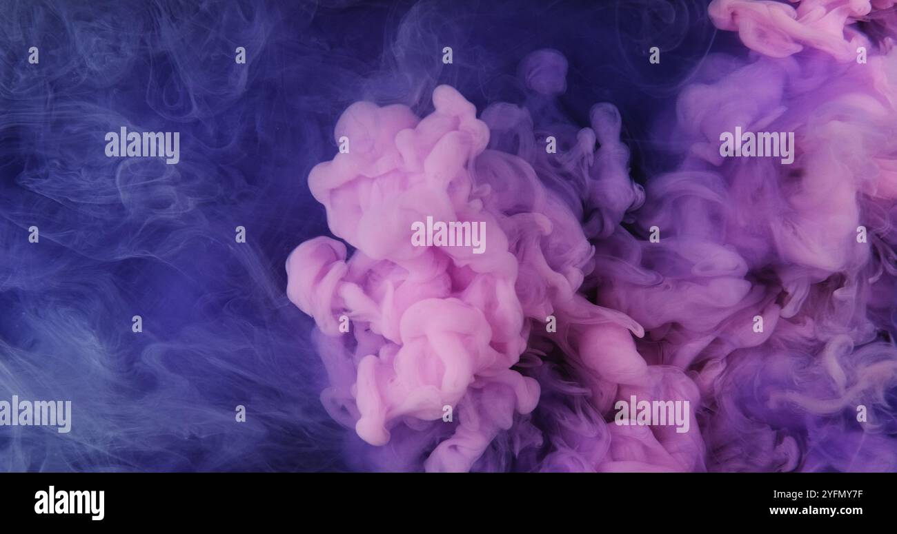 Explosion cloud. Paint water splash. Blue pink color underwater ink ...