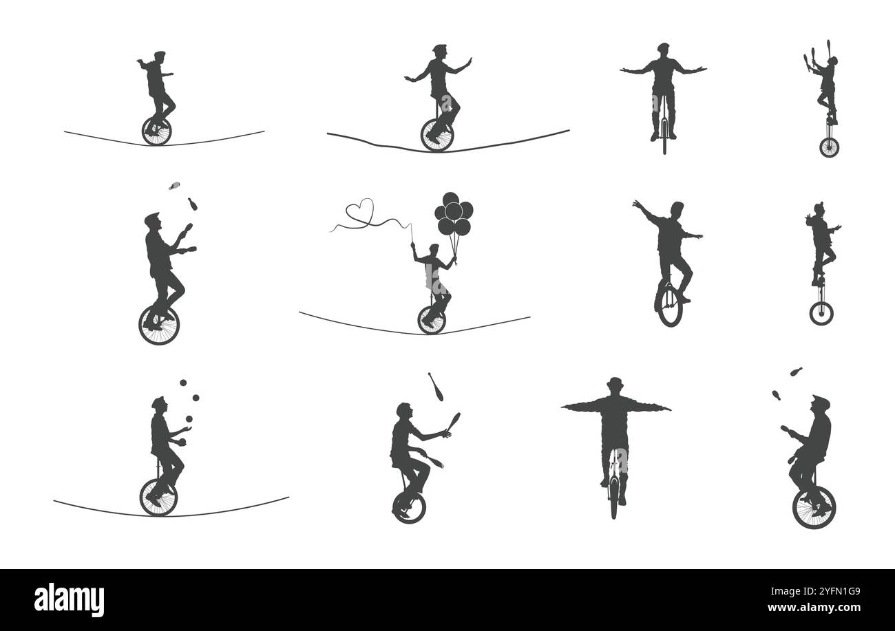 Person riding unicycle vectors hi-res stock photography and images - Alamy