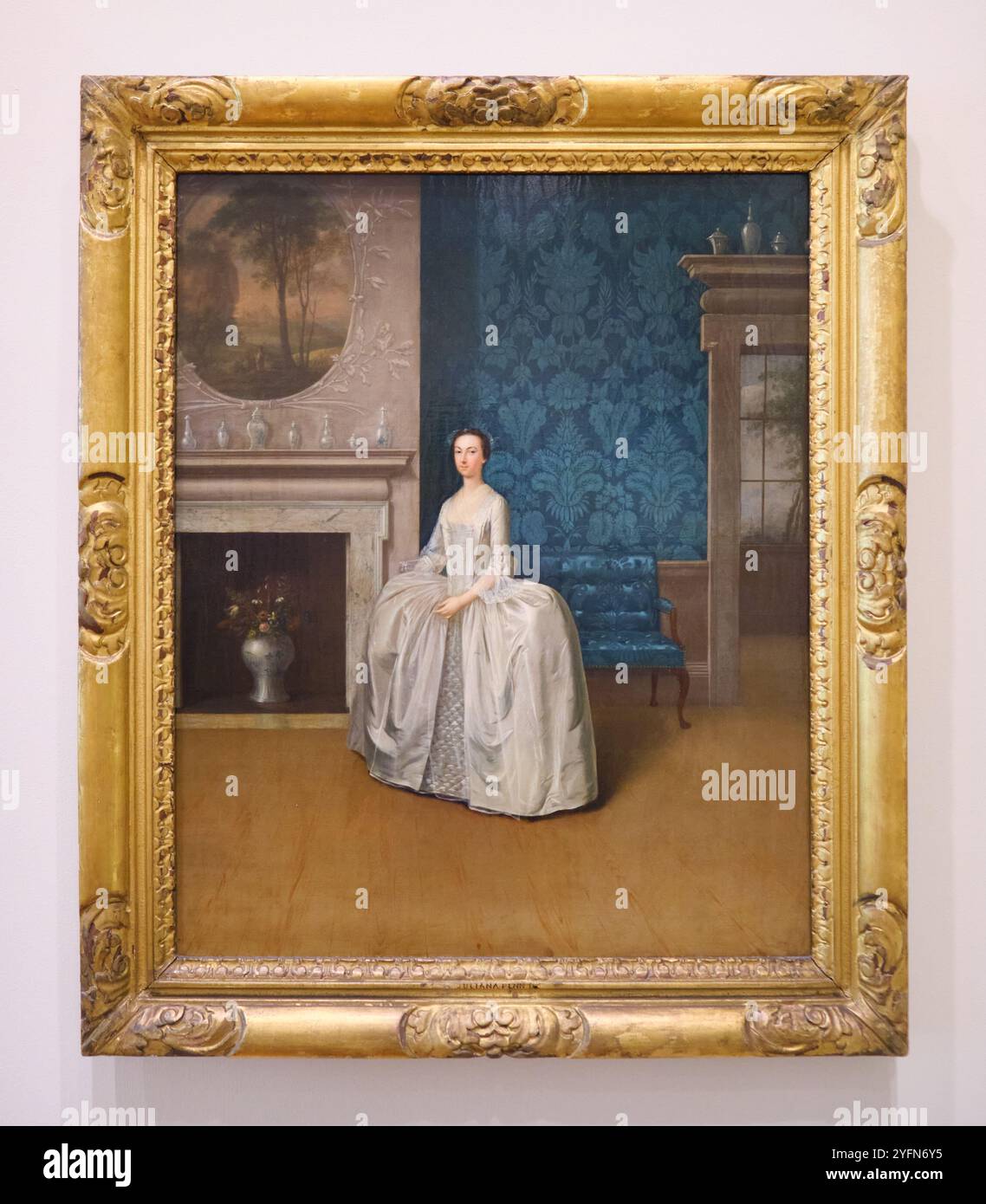 Lady Juliana Penn, young woman portrait by Arthur Davis. She is wearing ...