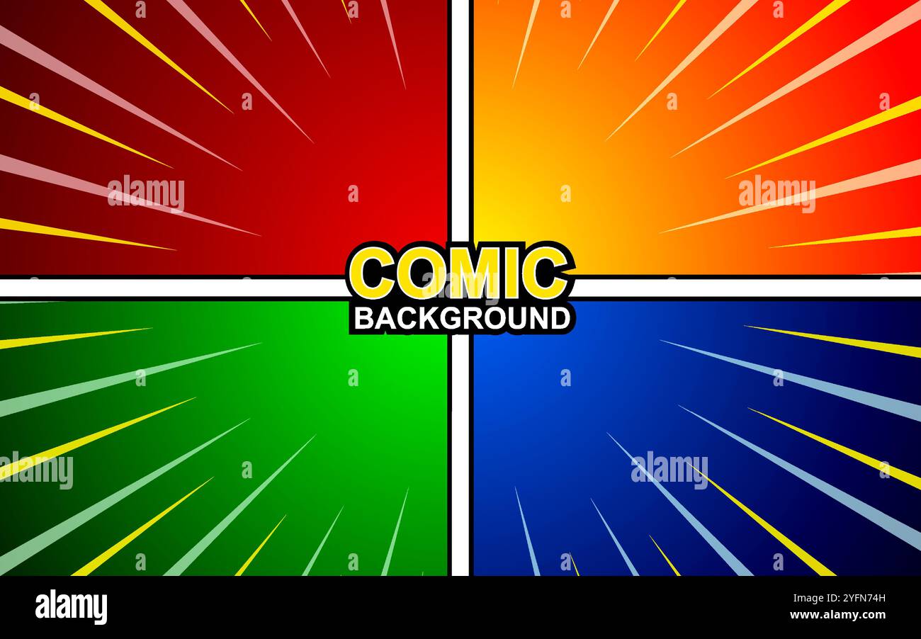 Colorful comic abstract scene page background. vector illustration ...