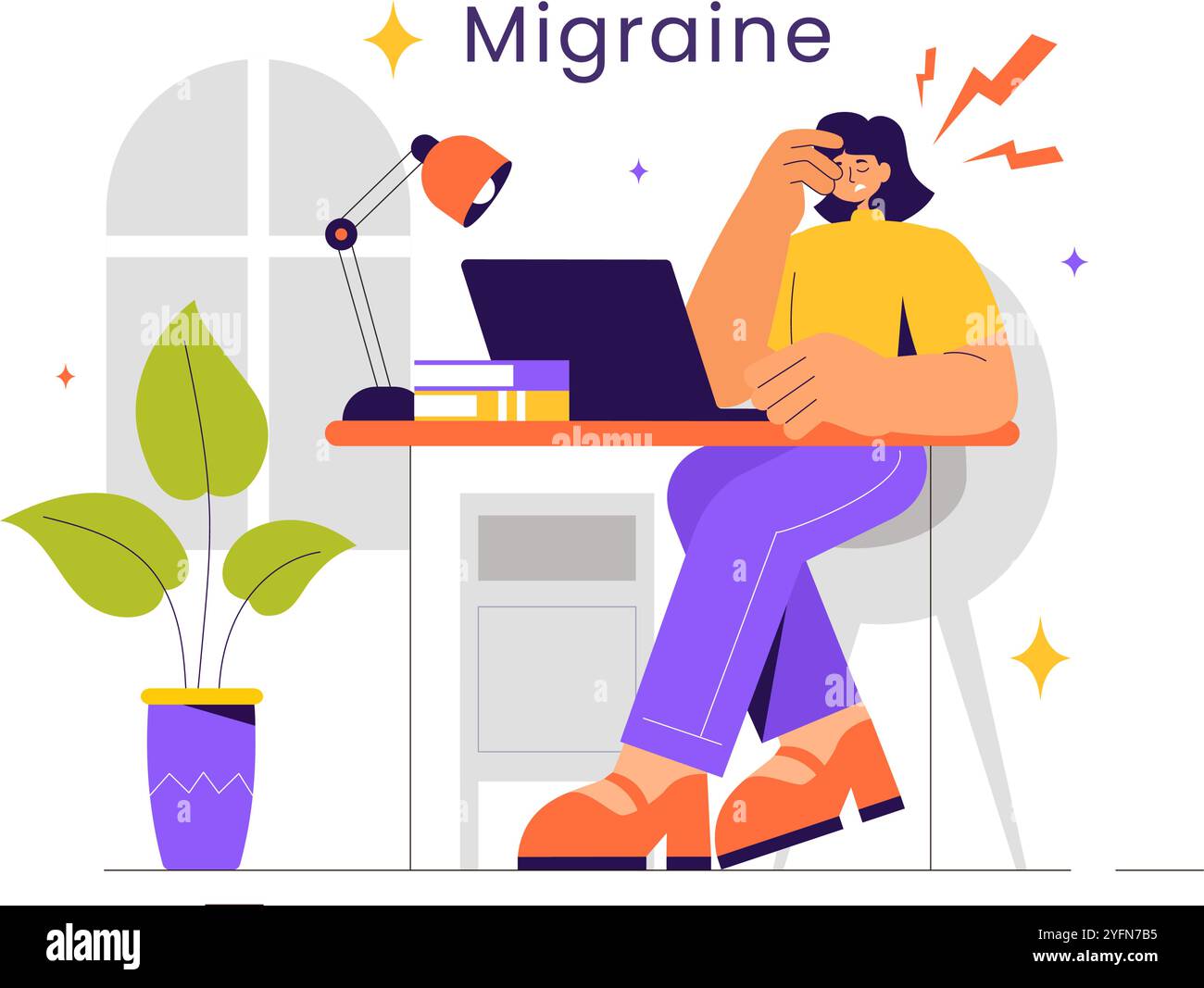 Migraine Vector Illustration of People Suffering from Headaches, Stress ...