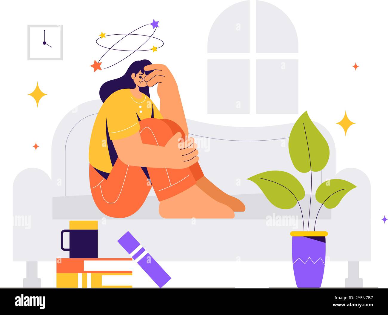 Migraine Vector Illustration of People Suffering from Headaches, Stress ...