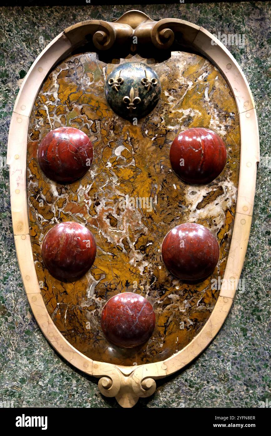 The Medici family symbol in the Medici Chapel in Florence Italy Stock ...