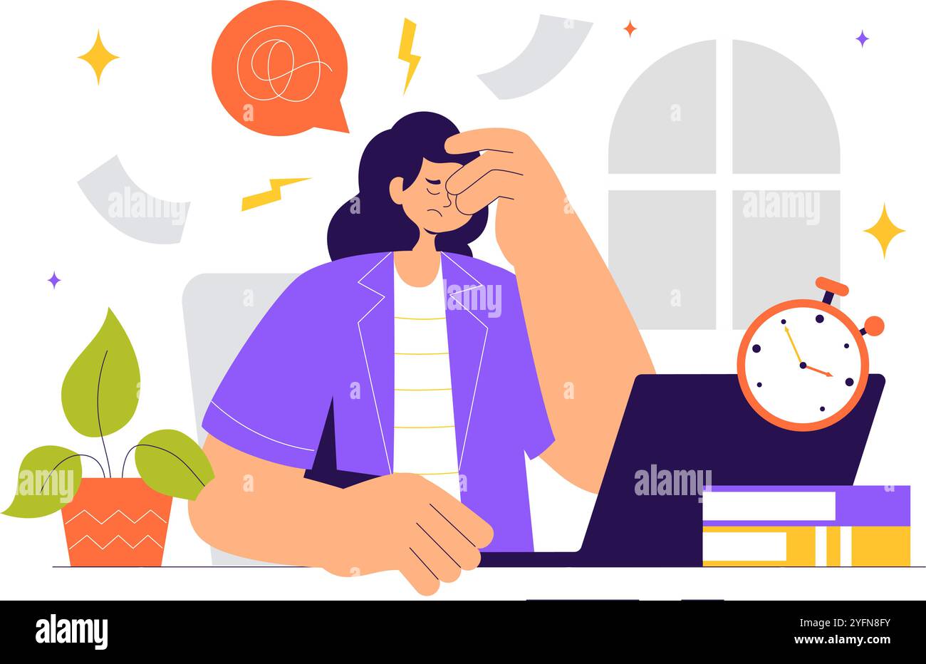 Migraine Vector Illustration of People Suffering from Headaches, Stress ...