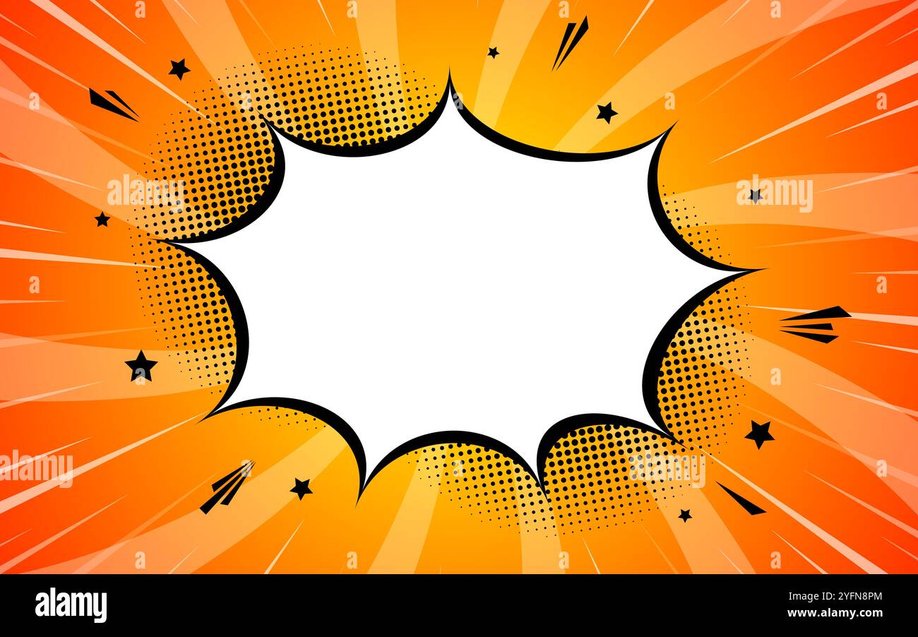 Comic pop art style blank layout template with background vector ...