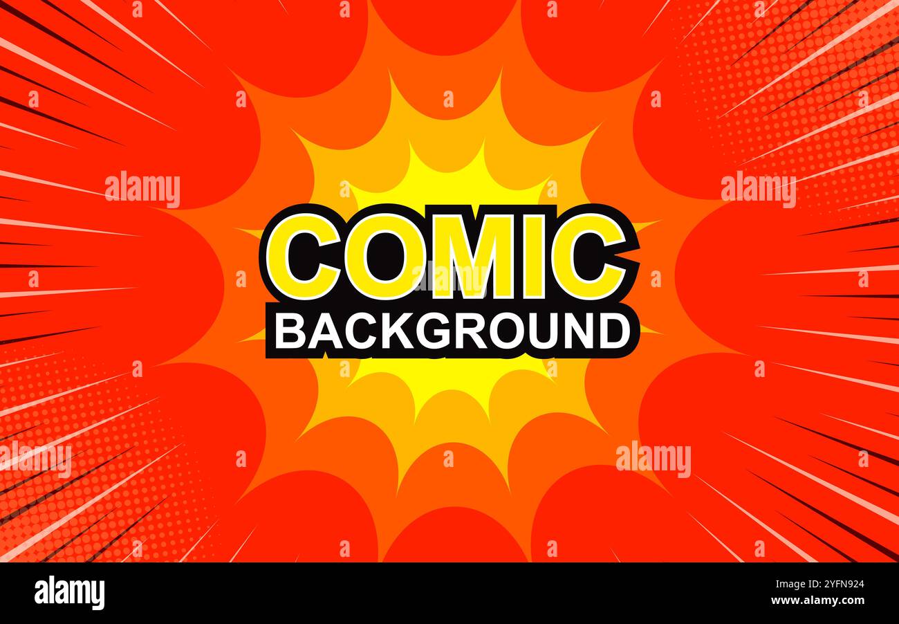 Comic pop art style blank layout template with background vector ...