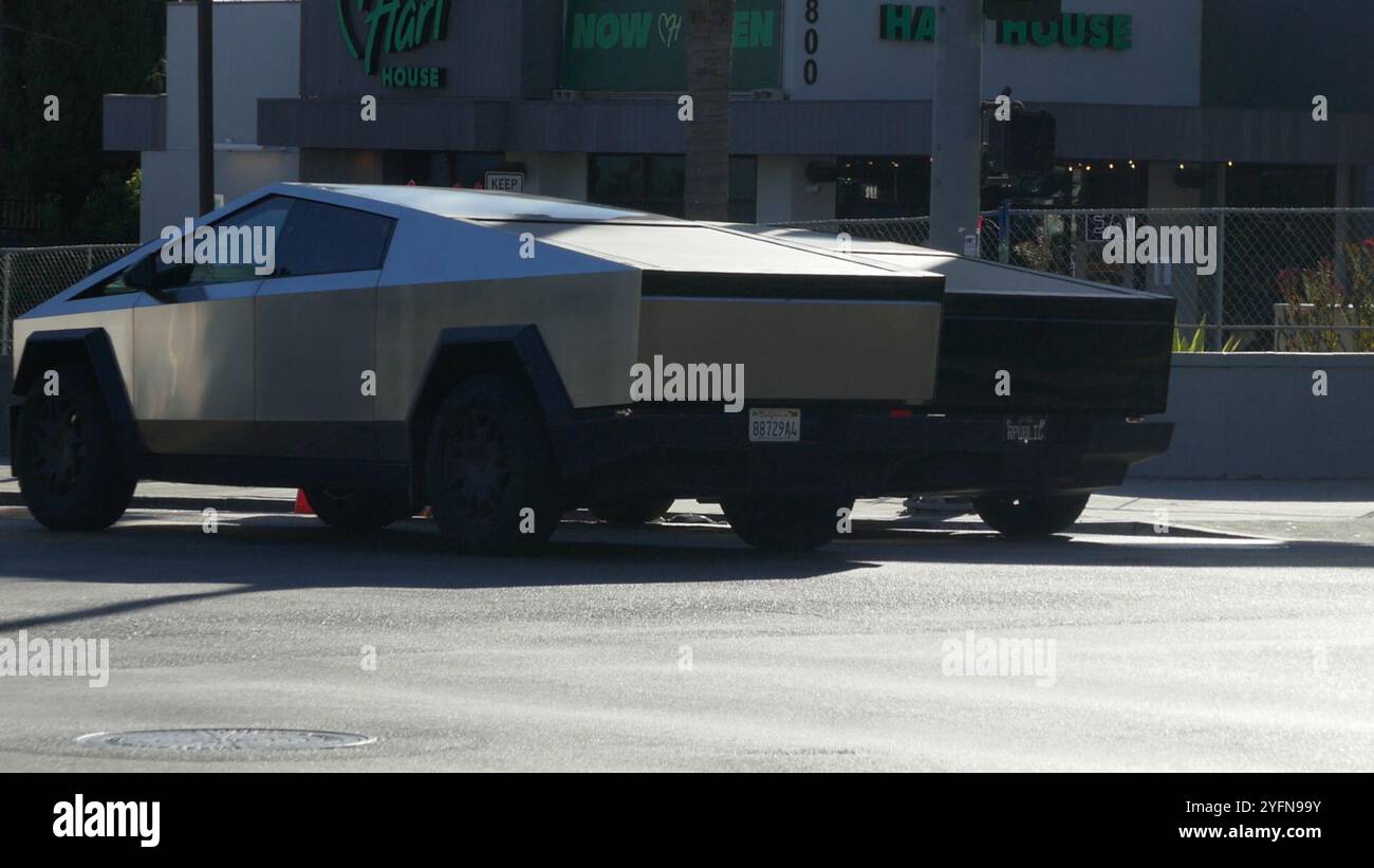 Los Angeles, California, USA 4th November 2024 Silver Tesla Cybertruck ...