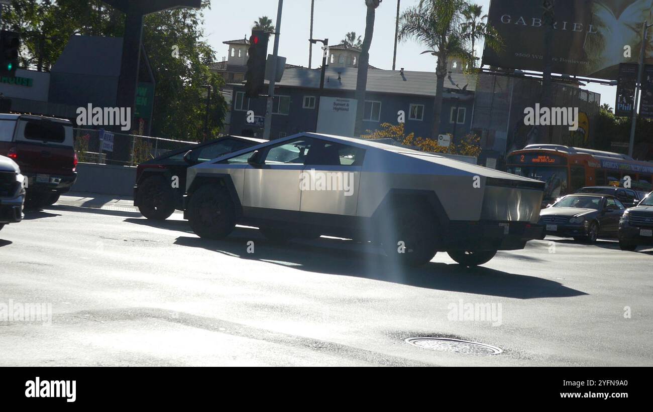 Los Angeles, California, USA 4th November 2024 Silver Tesla Cybertruck ...