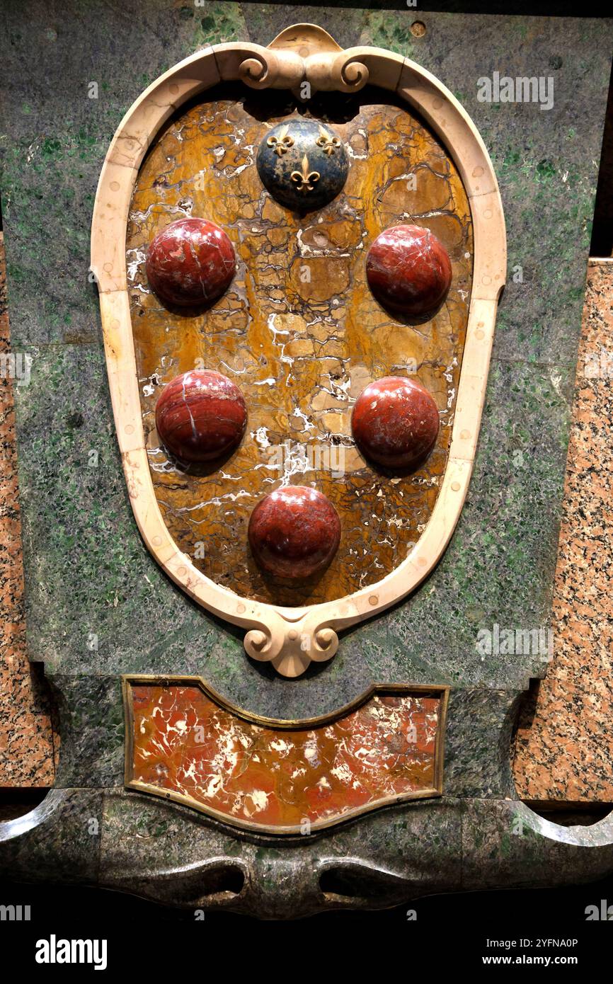 The Medici family symbol in the Medici Chapel in Florence Italy Stock ...