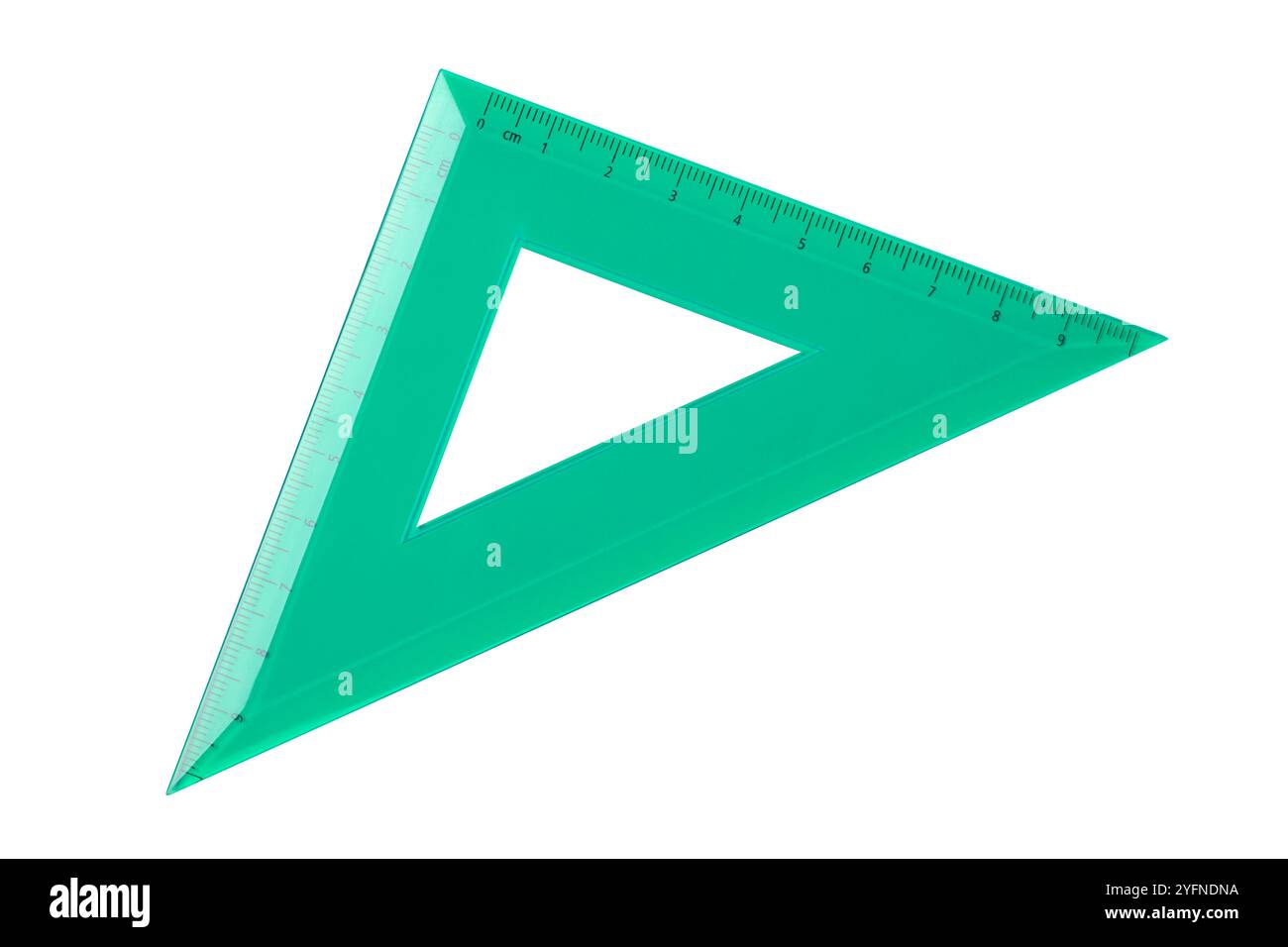 green transparent 45 degree set square isolated white background ...