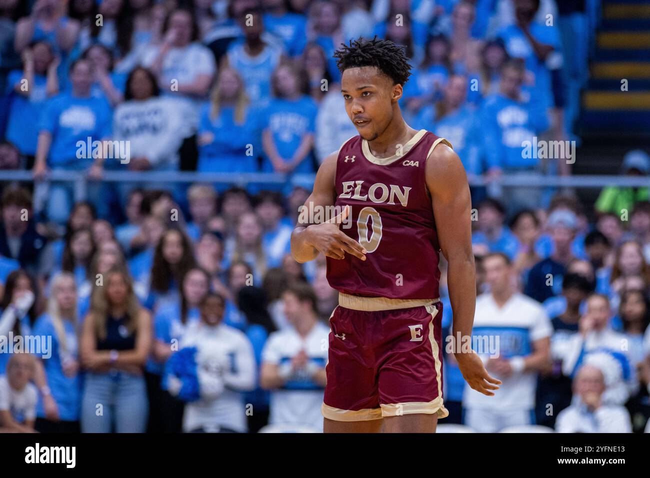 November 4, 2024: Elon Phoenix guard Nick Dorn (0) celebrates after a ...