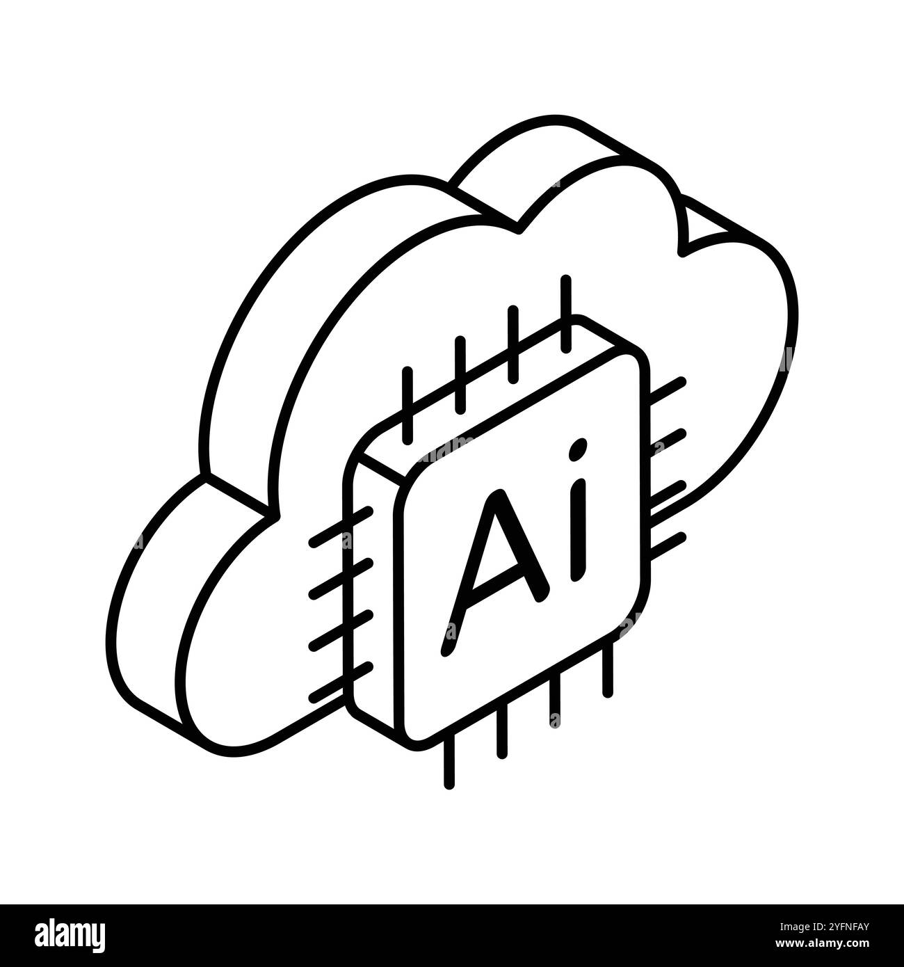 Microprocessor with cloud, concept isometric icon of cloud technology ...