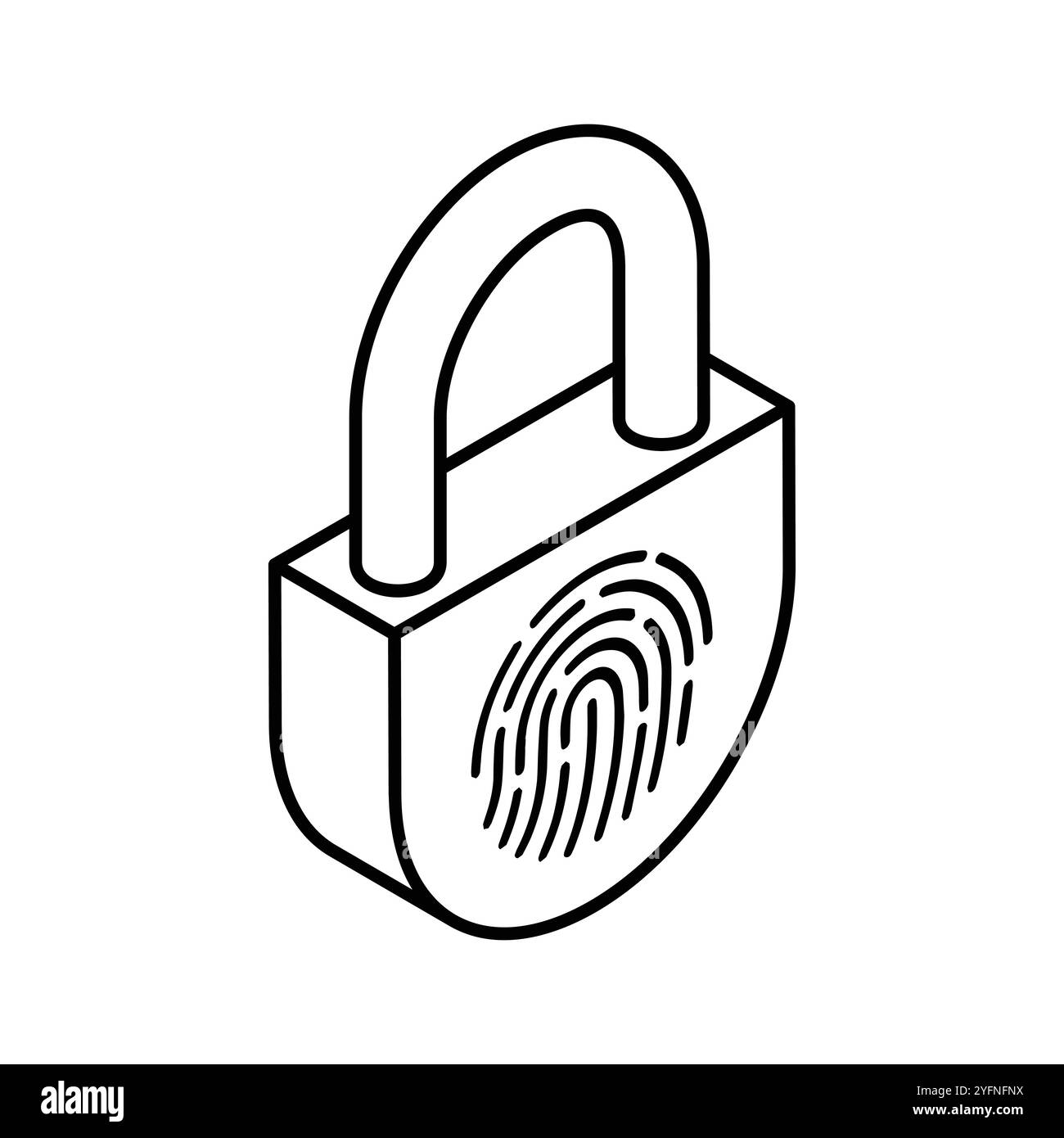 Editable isometric icon of fingerprint lock, smart authentication Stock ...