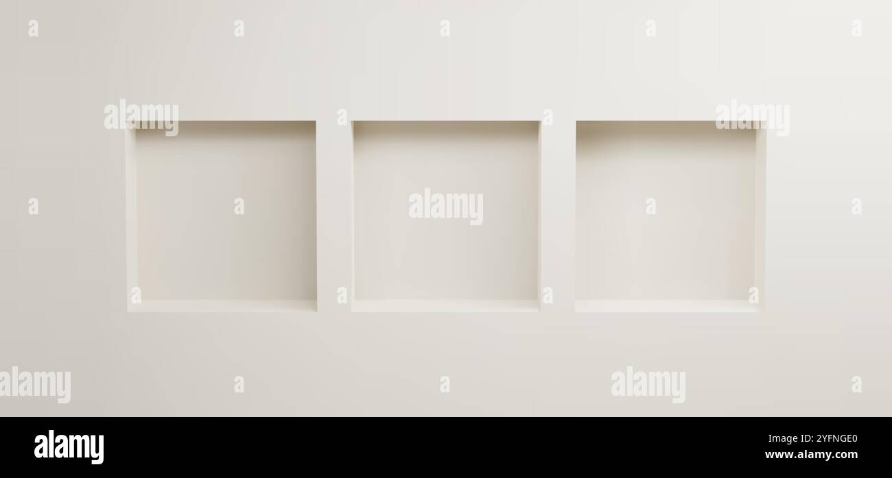 Empty square niche in white wall. Realistic 3d vector illustration of ...