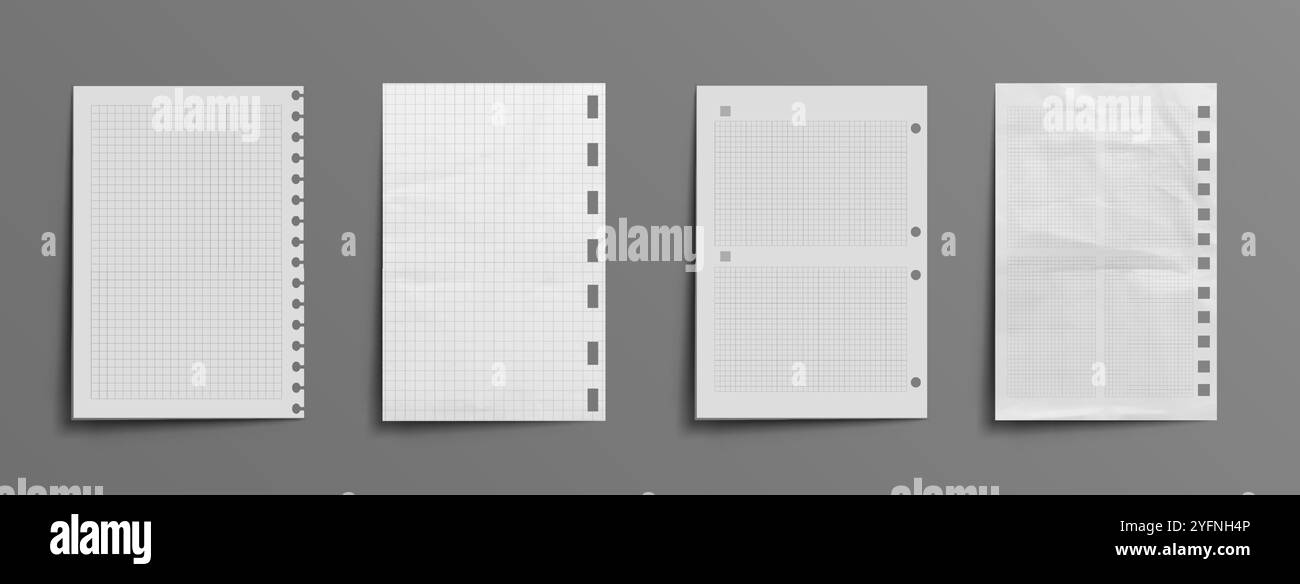 Even and crumpled paper sheets set isolated on background. Vector ...