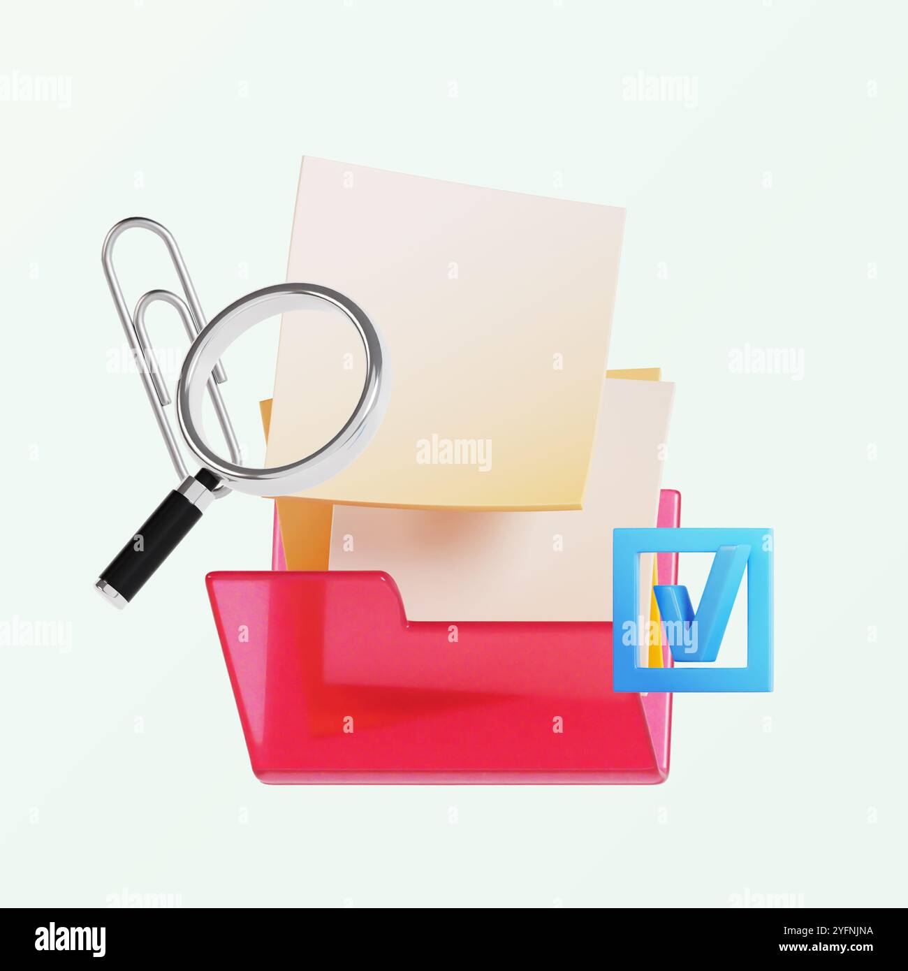 Magnifying glass navigating folders Stock Photo - Alamy