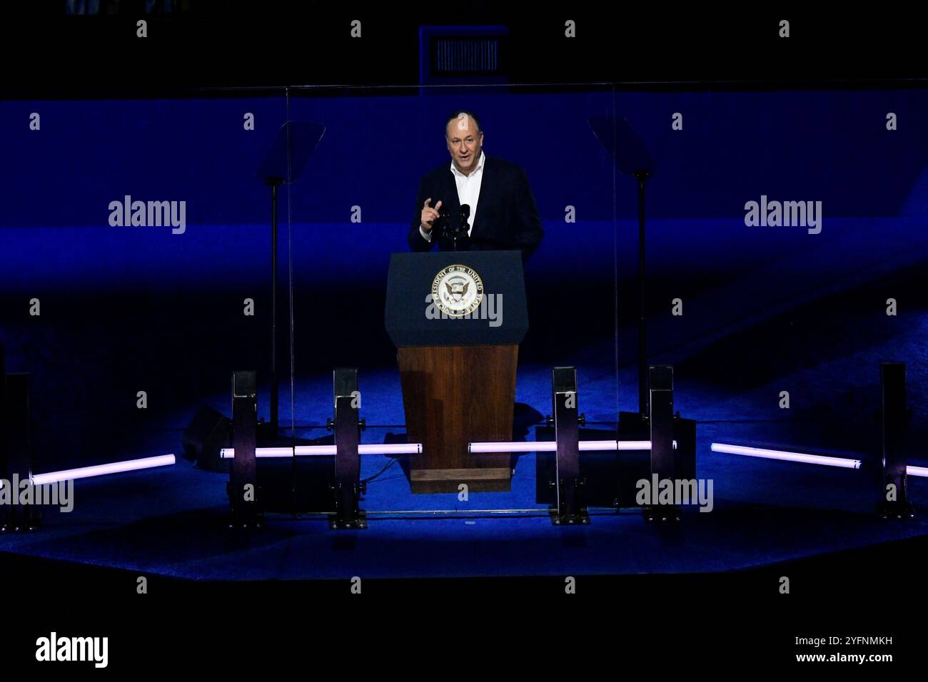 Philadelphia, Untied States. 05th Nov, 2024. Doug Emhoff speaks ahead ...