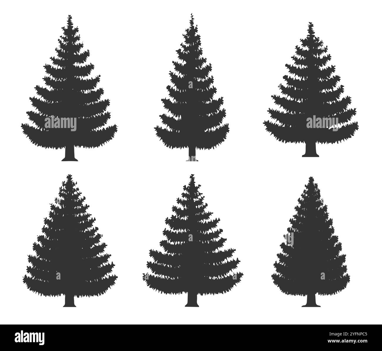 Spruce tree forest shape silhouette icon collection. Christmas tree ...